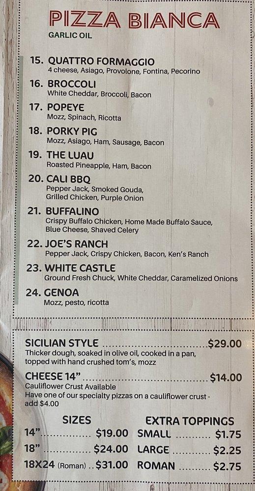 Menu at Fat Tomato pizzeria, Holyoke