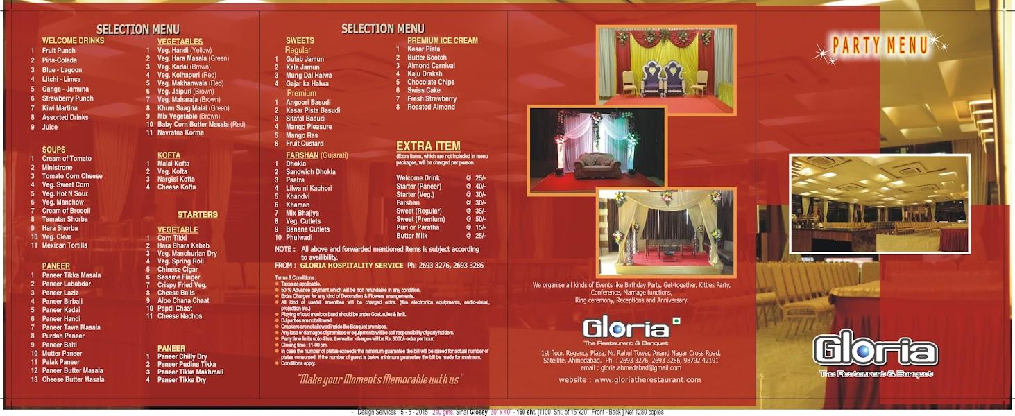 Menu at Gloria The Restaurant & Banquet, Ahmedabad