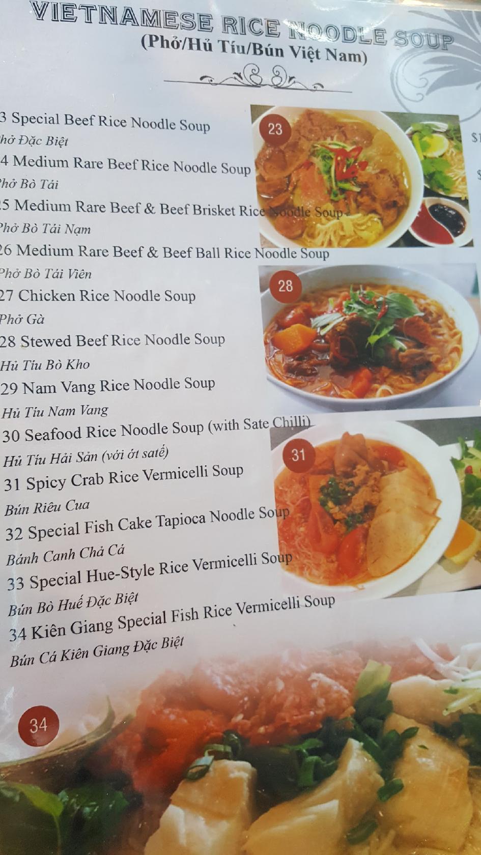 Menu at Hello Vietnam Restaurant, Christchurch