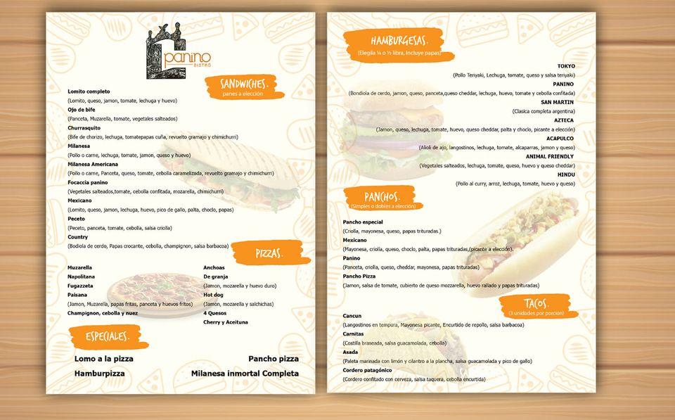 Menu at Panino restaurant, Rada Tilly