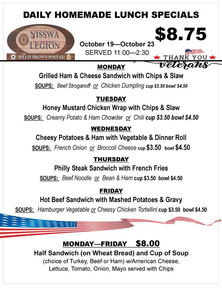 Menu at American Legion pub & bar, Nisswa