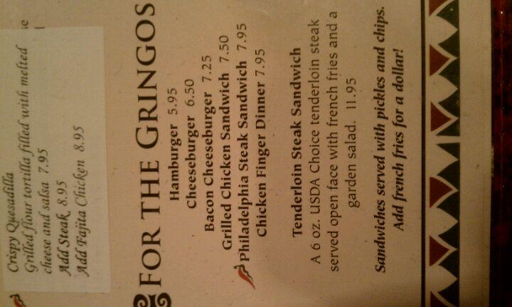 Menu at Fernando's Omaha restaurant, Omaha, 380 N 114th St