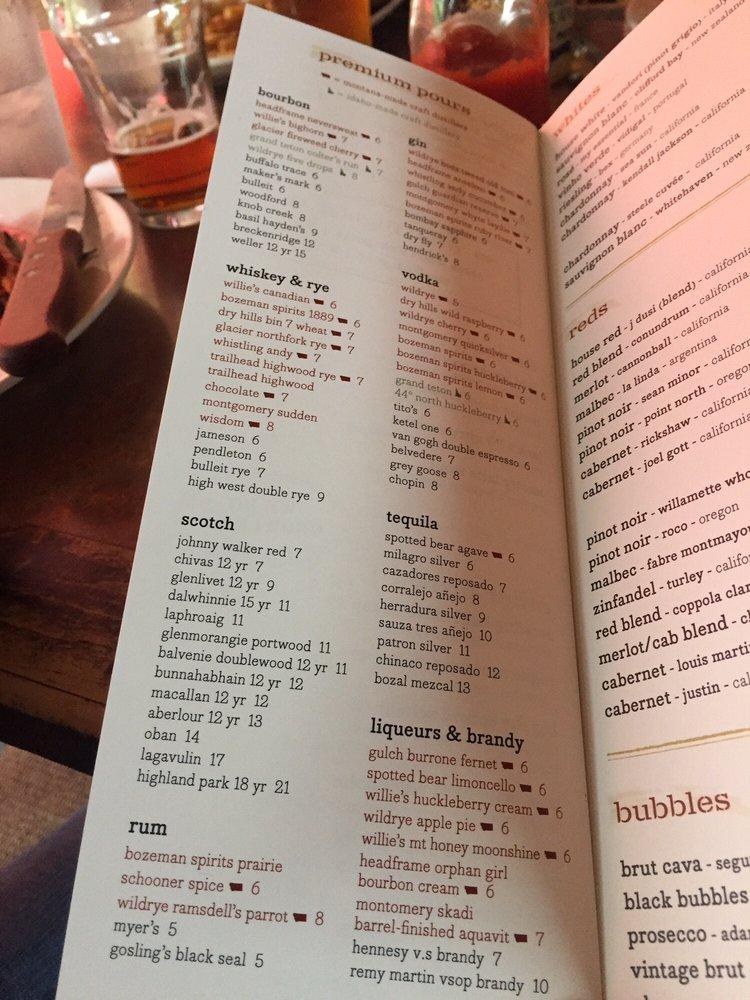 Menu at Montana Ale Works pub & bar, Bozeman