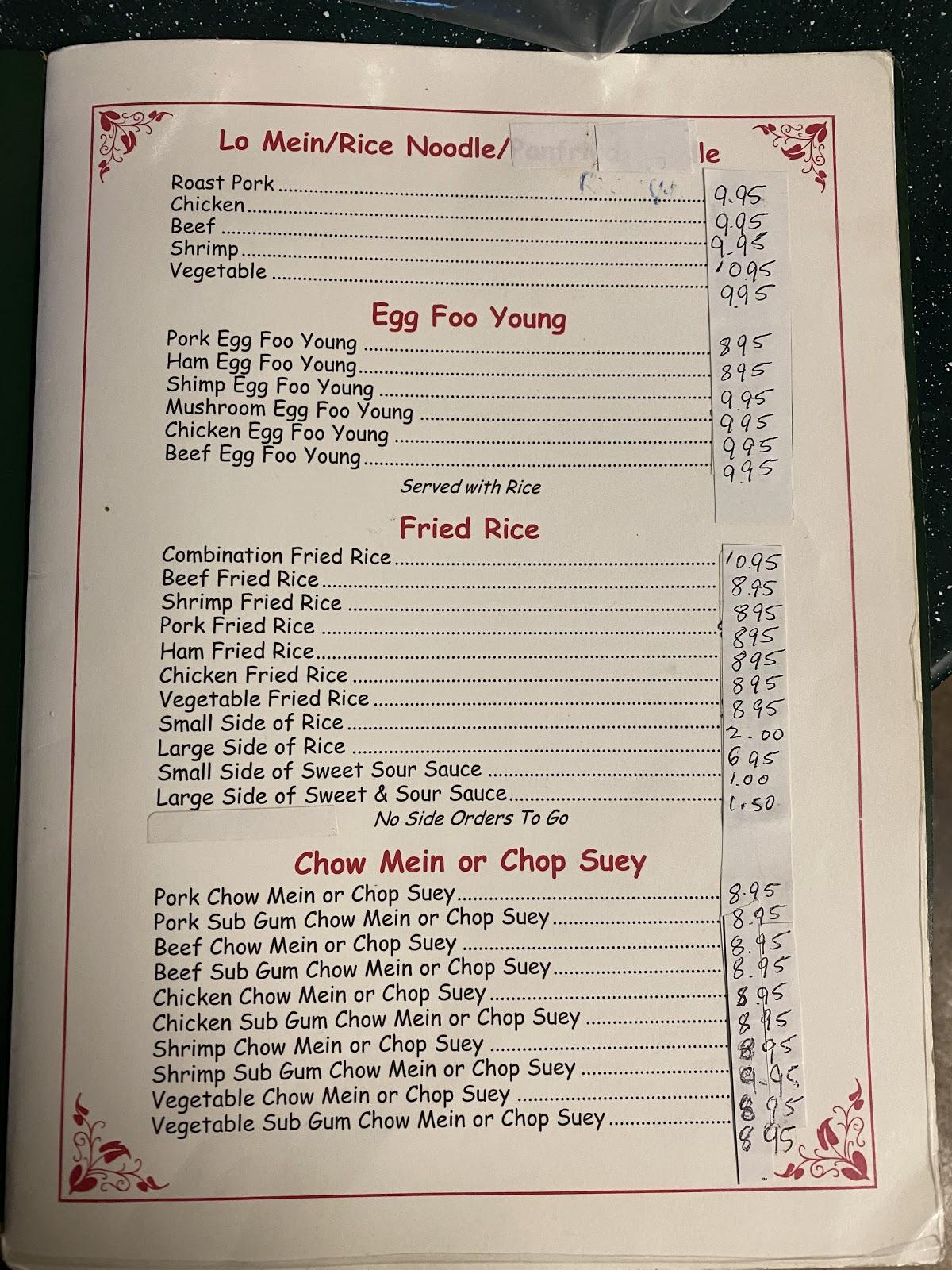 Carta de New Dragon Restaurant, Guymon