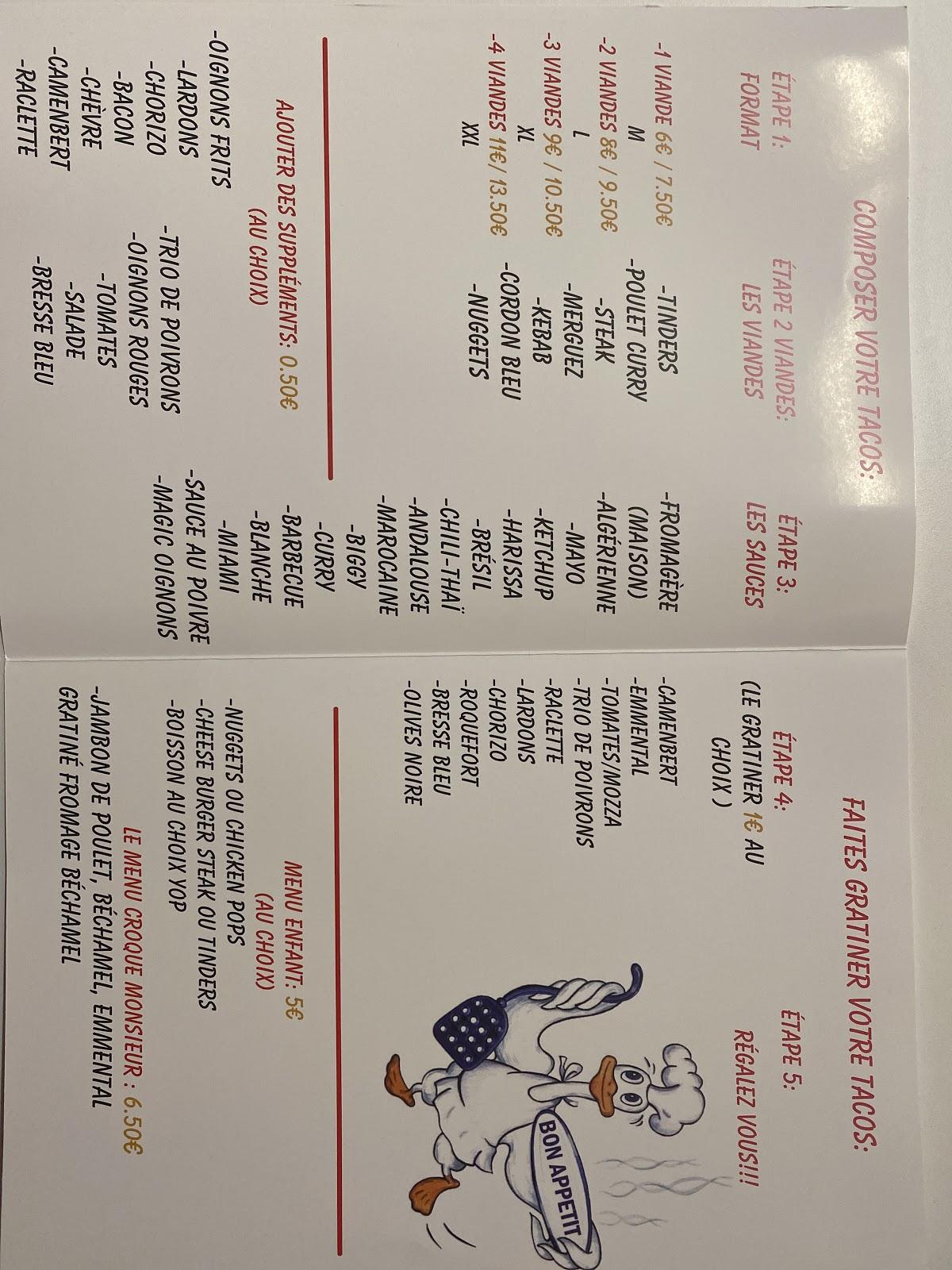 Menu at Chicken run restaurant, Lavelanet