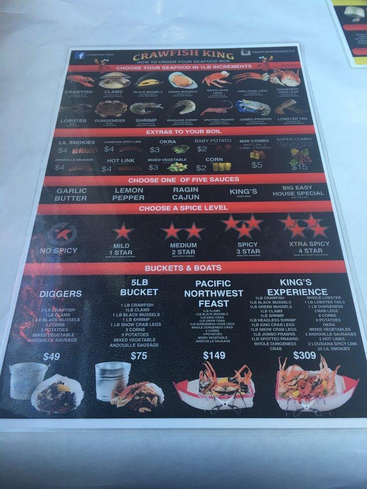 Menu at Crawfish King pub & bar, Seattle