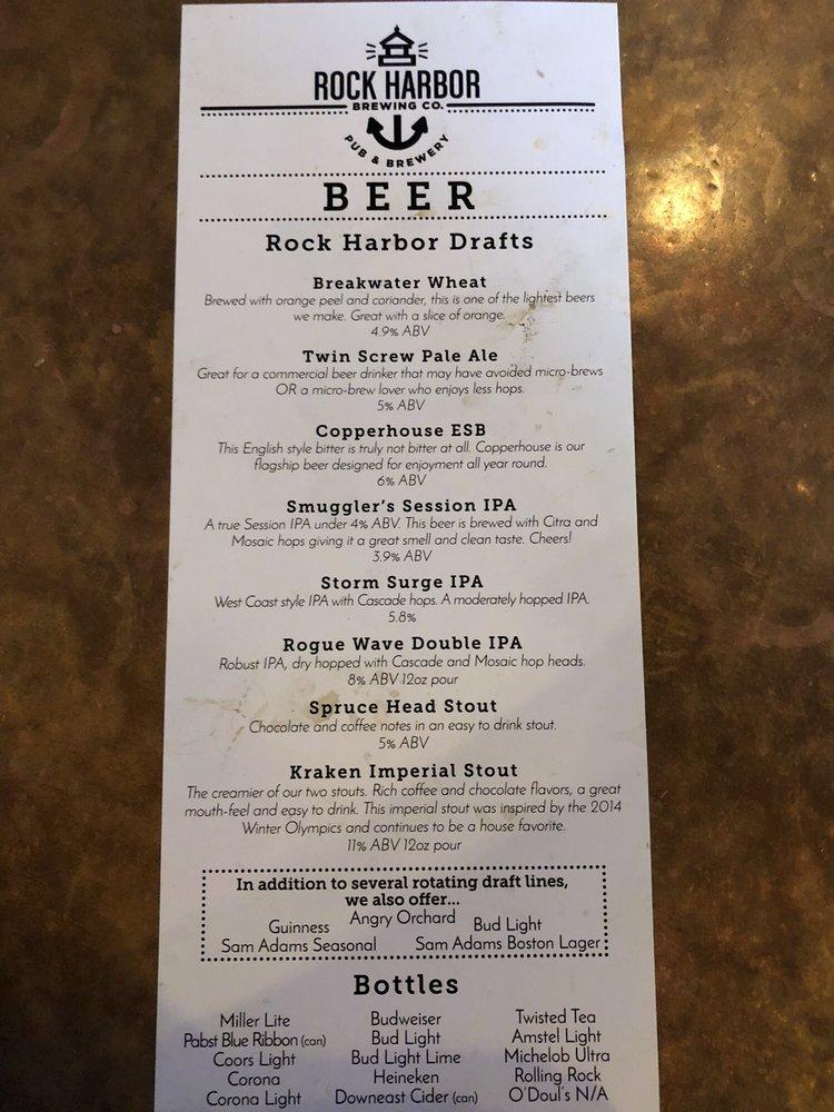 Menu at Rock Harbor Pub and Brewery, Rockland, 416 Main St