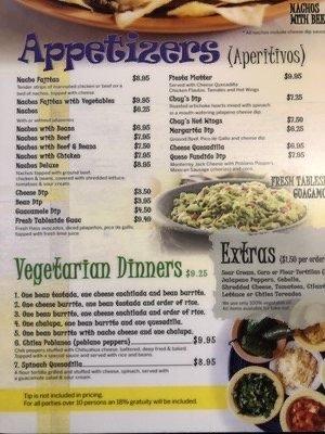 Menu at Si Señor Mexican Restaurant, Eldon