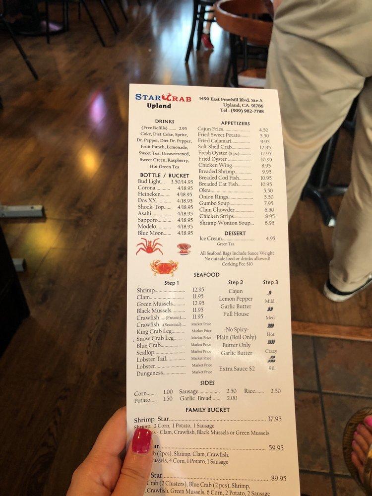 Menu at Star Crab restaurant, Upland
