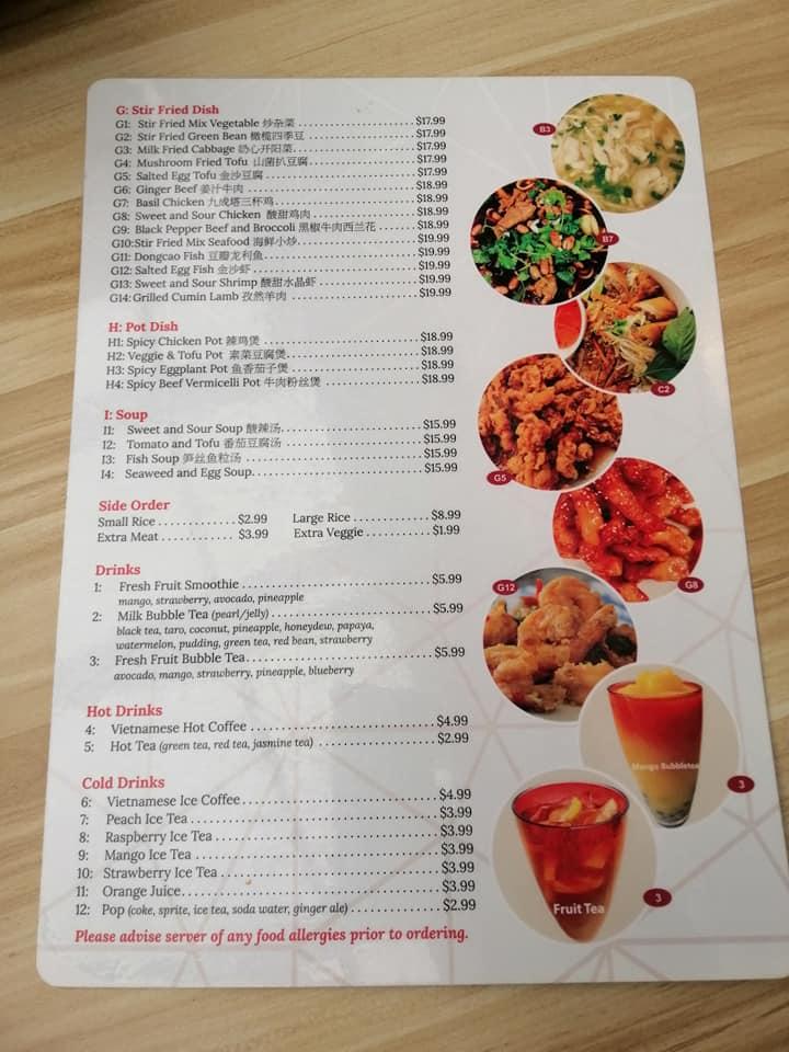 Menu at pho house restaurant, Banff