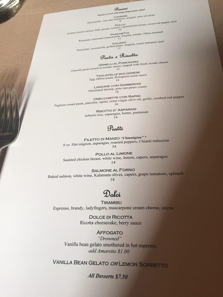 Menu at Bella Piatti restaurant, Birmingham