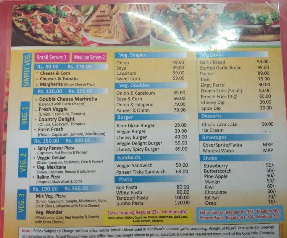 Menu at Domnik Pizza Kurali, India
