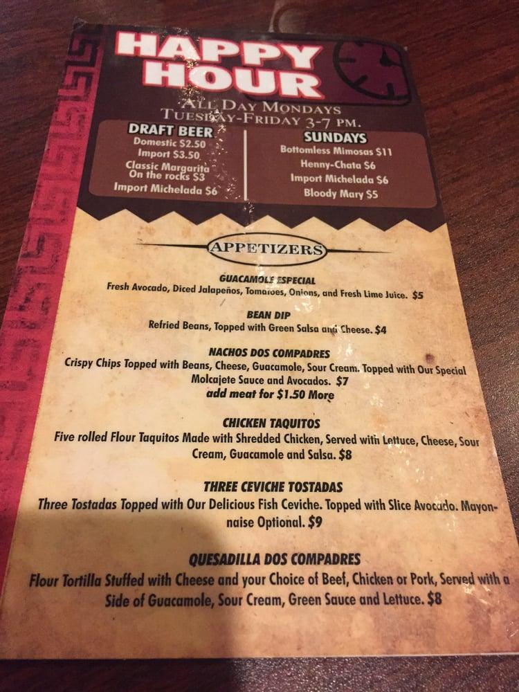 Menu at Dos Compadres Restaurant & Cantina, Modesto