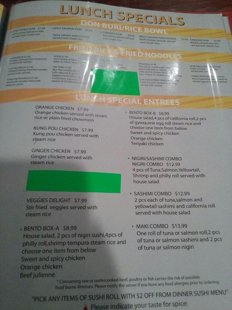 Menu at Home Taste Asian Restaurant, Flower Mound