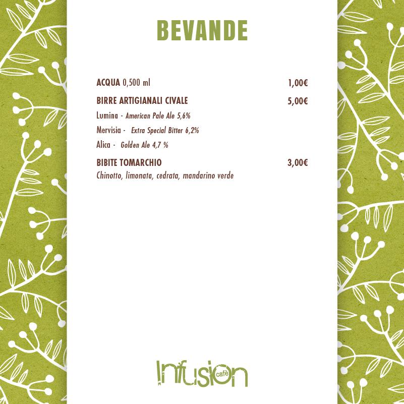 Menu at Infusion restaurant, Turin