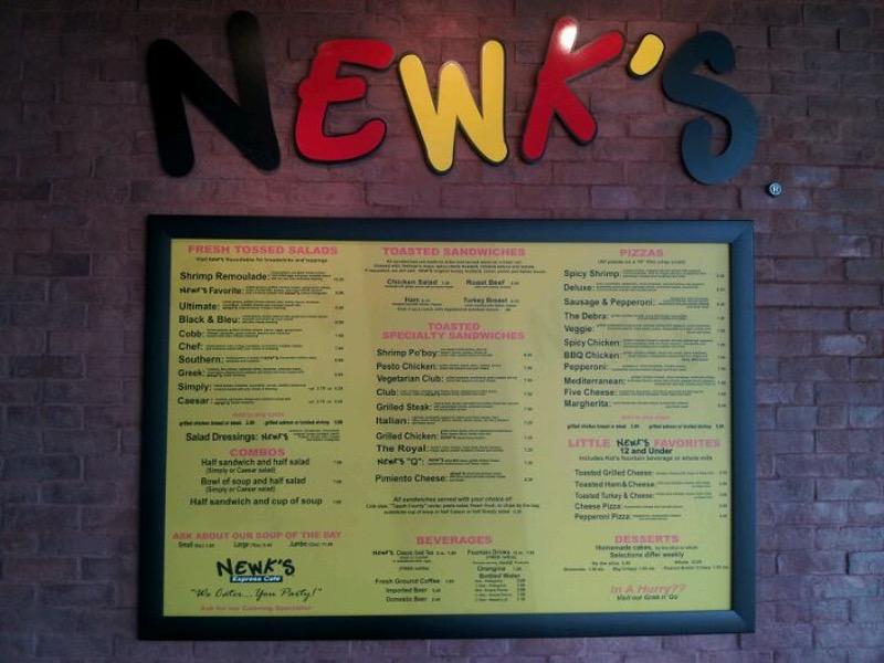 Menu at Newk's Eatery pizzeria, Hot Springs