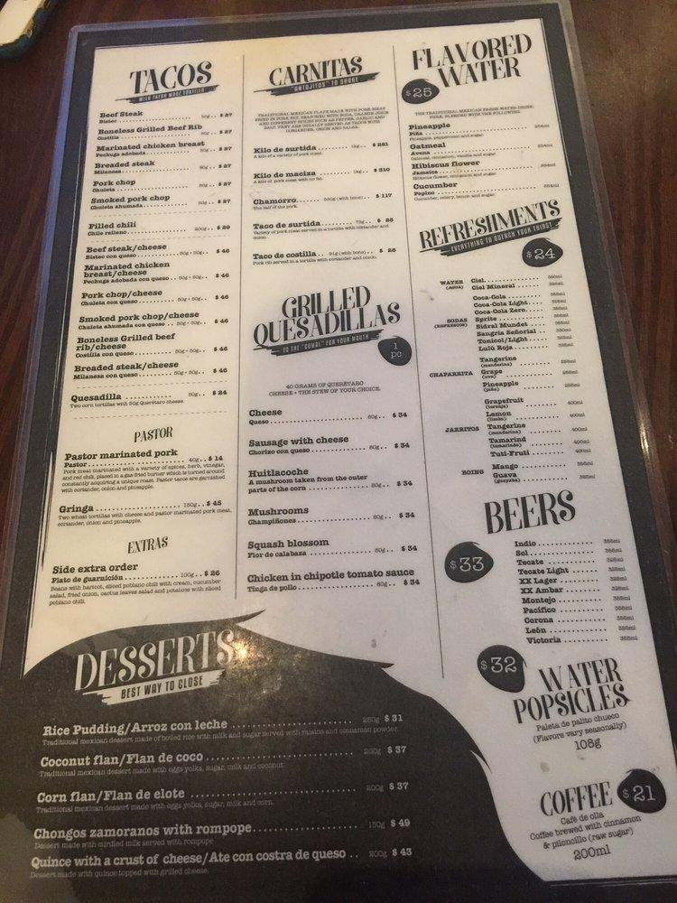 Carta del restaurante Taquería El Califa, Ciudad López Mateos, Altata 22