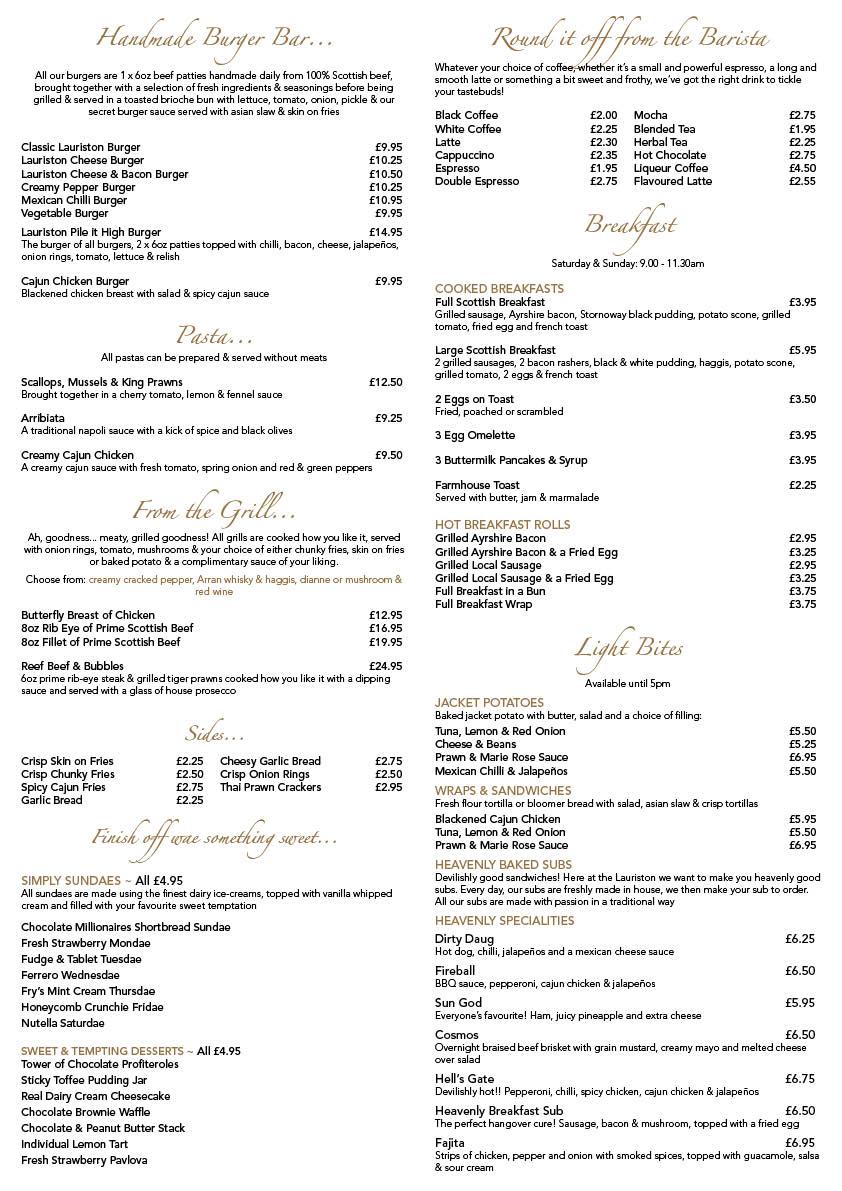 Menu at The Drawing Room Restaurant & Bar, Ardrossan