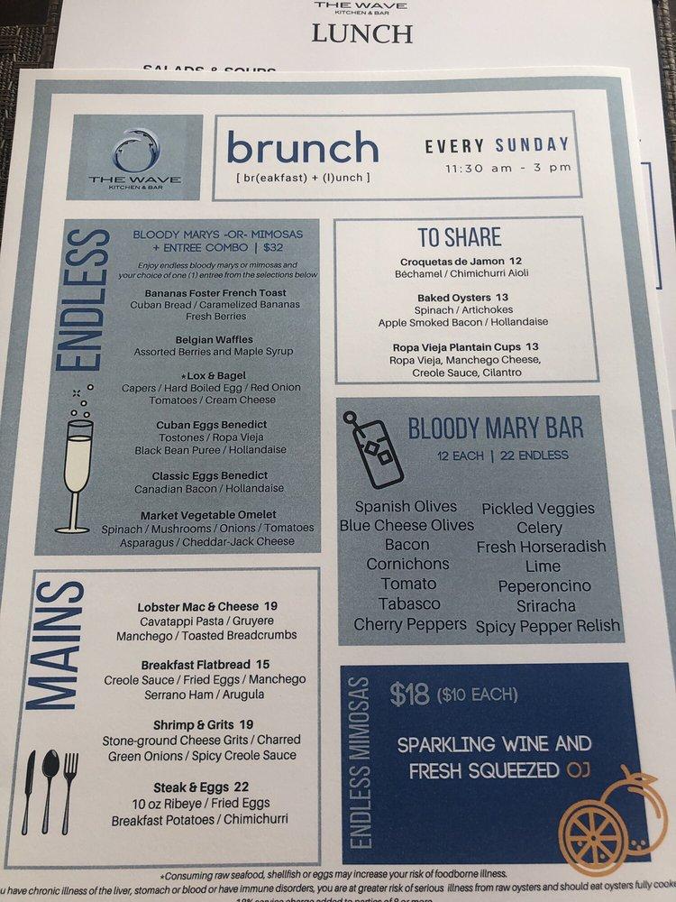 Menu at The Wave Kitchen & Bar, Vero Beach