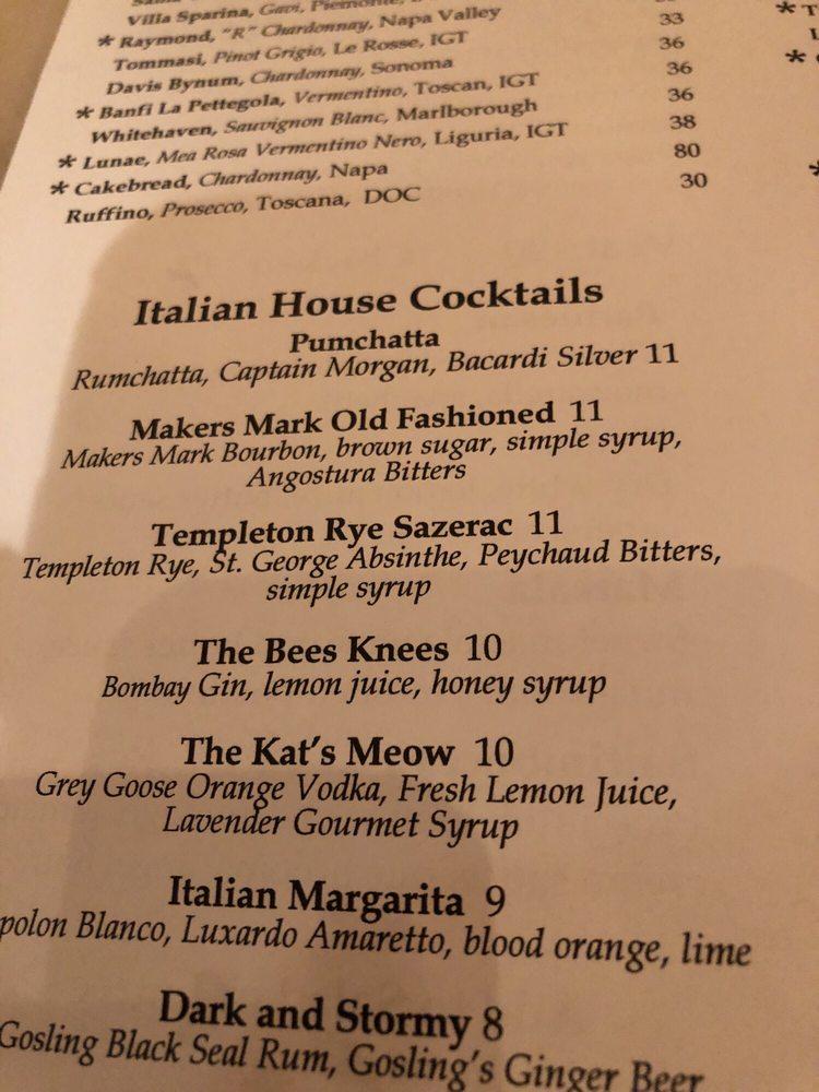 Menu at The Italian House on Park pub & bar, Westfield