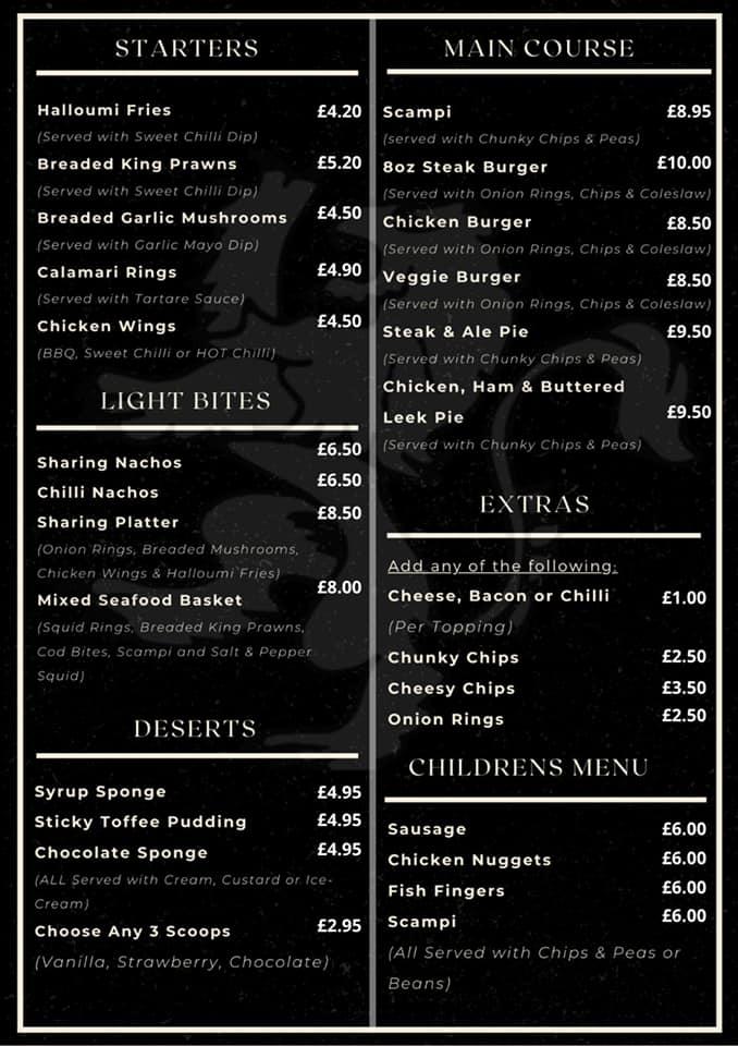 Menu at The White Lion pub & bar, High Wycombe, Cryers Hill Rd