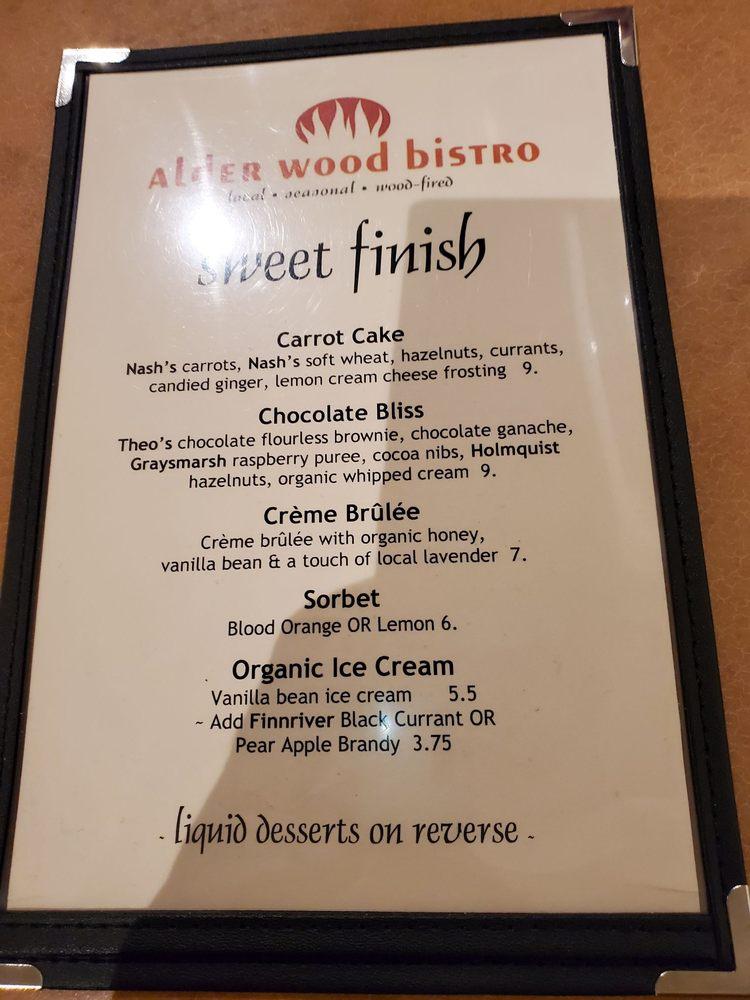 Menu at Alder Wood Bistro and Wood-Fired Pizza pizzeria, Sequim