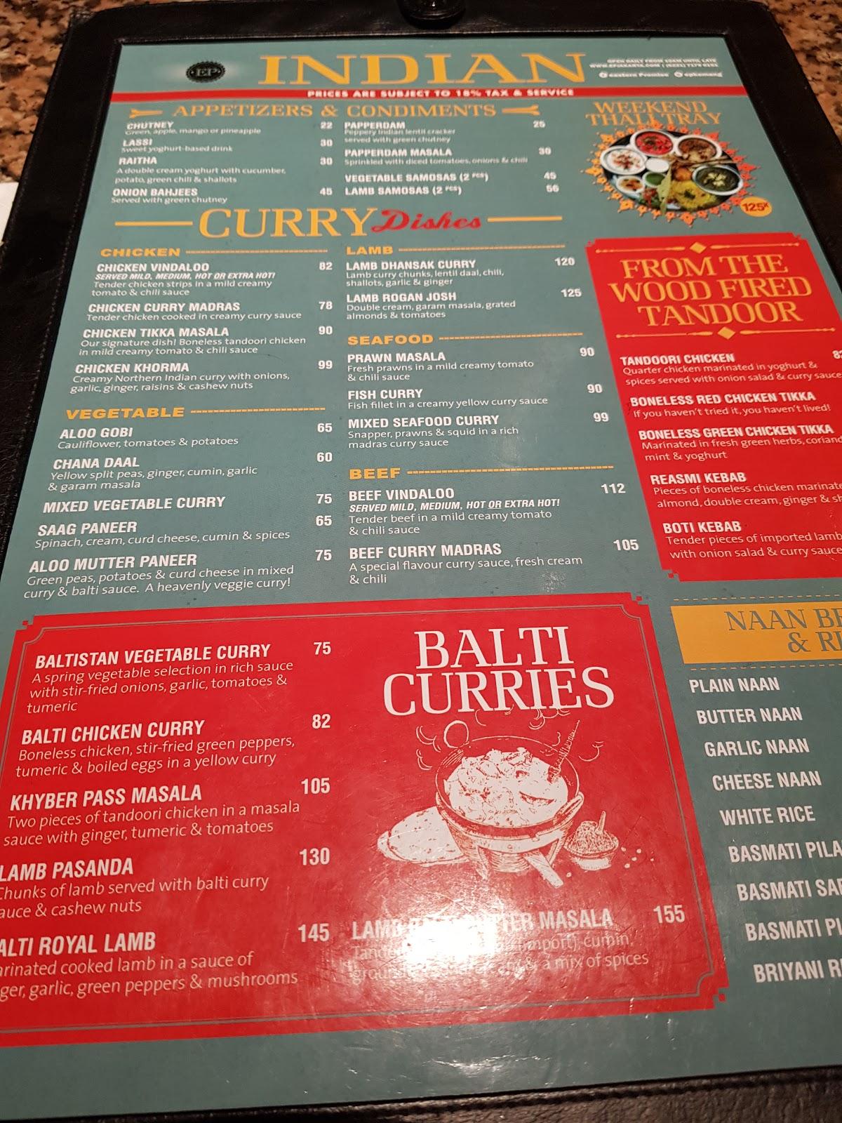 Menu at Eastern Promise pub & bar, South Jakarta