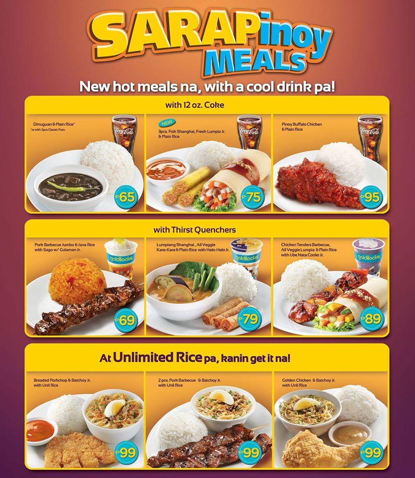 Carta del restaurante Goldilocks, Kalibo, P94C+FJC