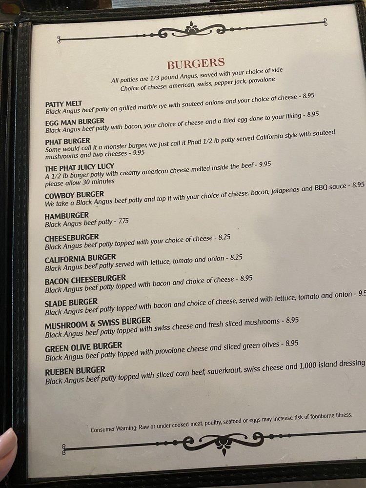 Menu at Jack Slades Steakhouse, Windom