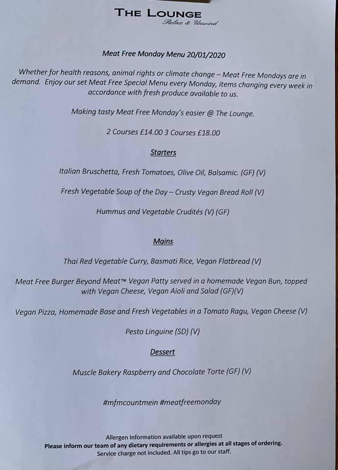 Menu at The Lounge Bar & Gastro Bar, Gibraltar, 17a & b Ragged Staff