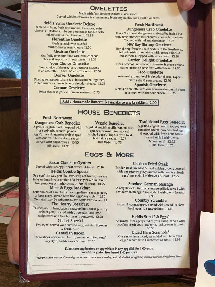 Menu at Heidi's Of Gresham restaurant, Gresham, NE Cleveland Ave