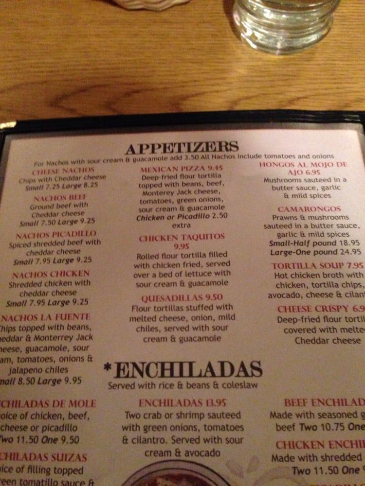 Menu at La Fuente restaurant, Renton, Sunset Blvd NE