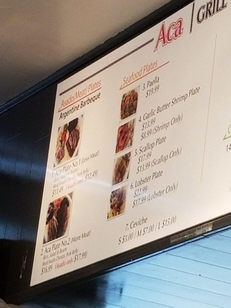 Menu at Aca Grill BBQ, Los Angeles, W 8th St
