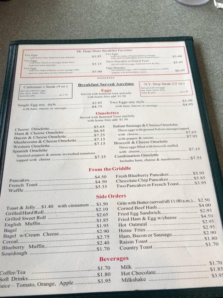 Menu at Mt Hope Family Diner restaurant, Rochester