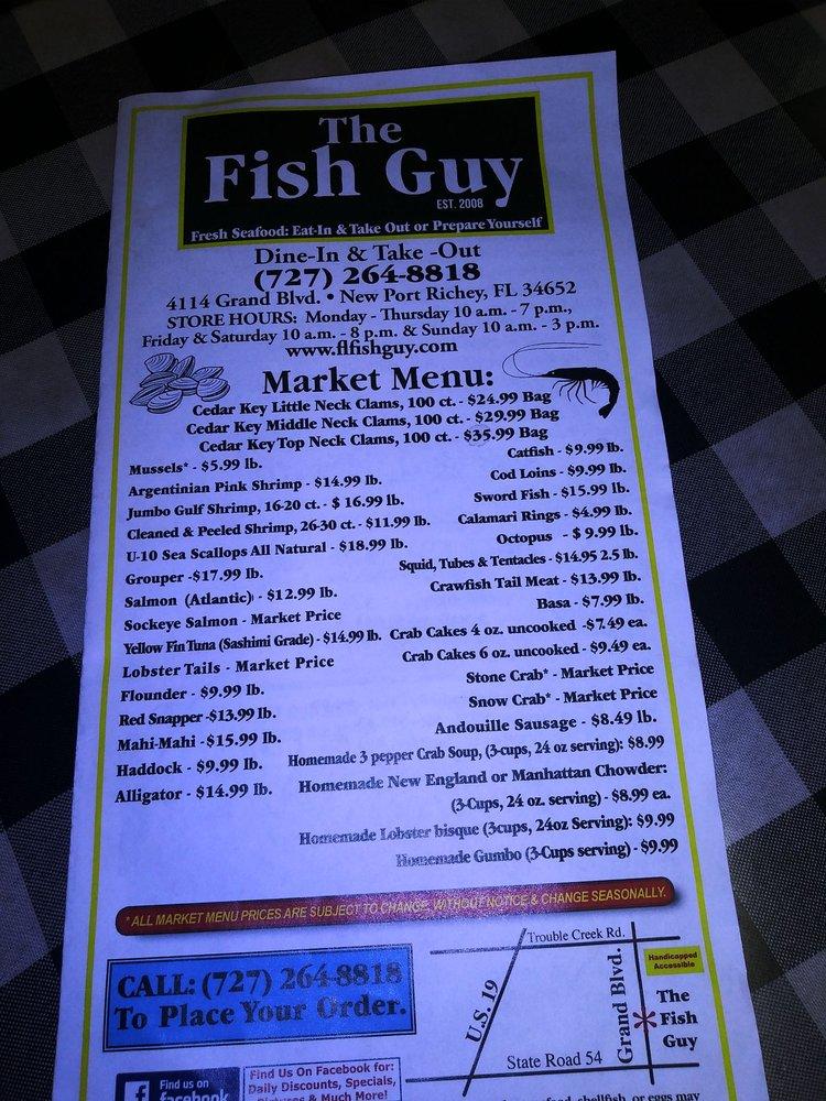 Menu at The Fish Guy restaurant, New Port Richey