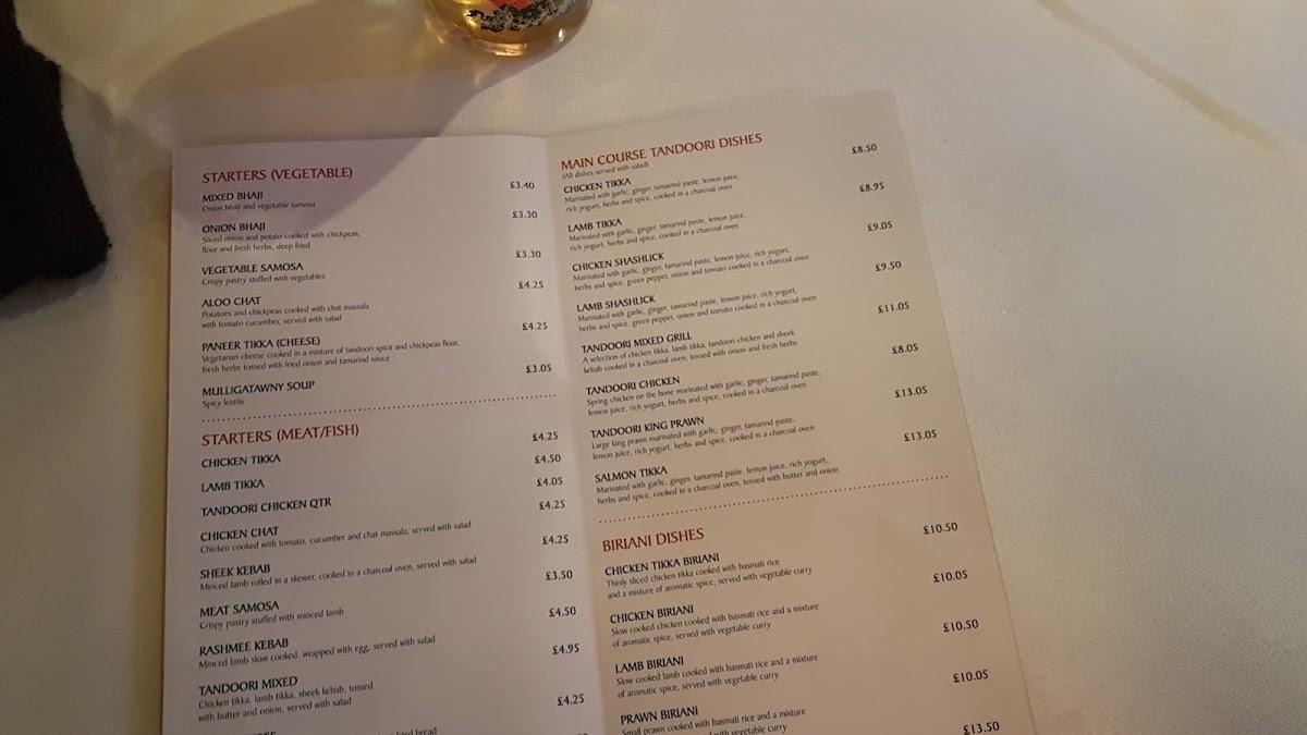 Menu at The Rajdoot, Guildford restaurant, Guildford