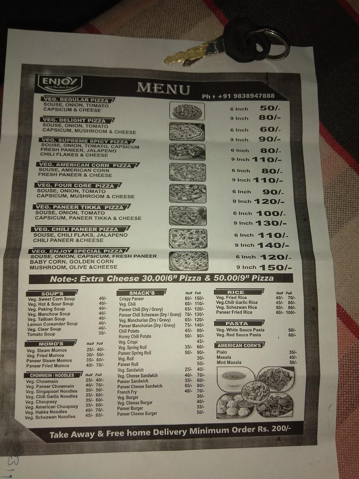 Menu at Enjoy Food, Orai