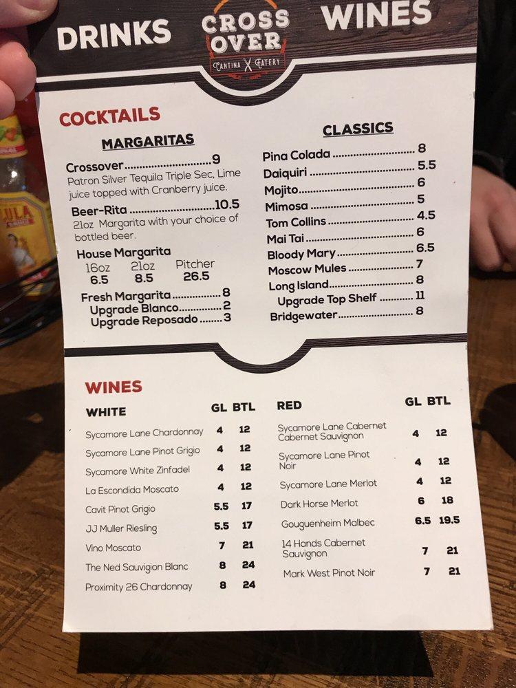 Menu at Crossover Cantina & Eatery pizzeria, Waterford