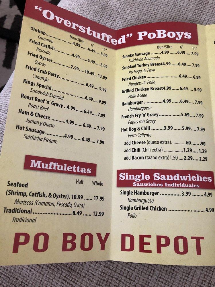 Menu at PO Boy Depot LLC restaurant, Marrero