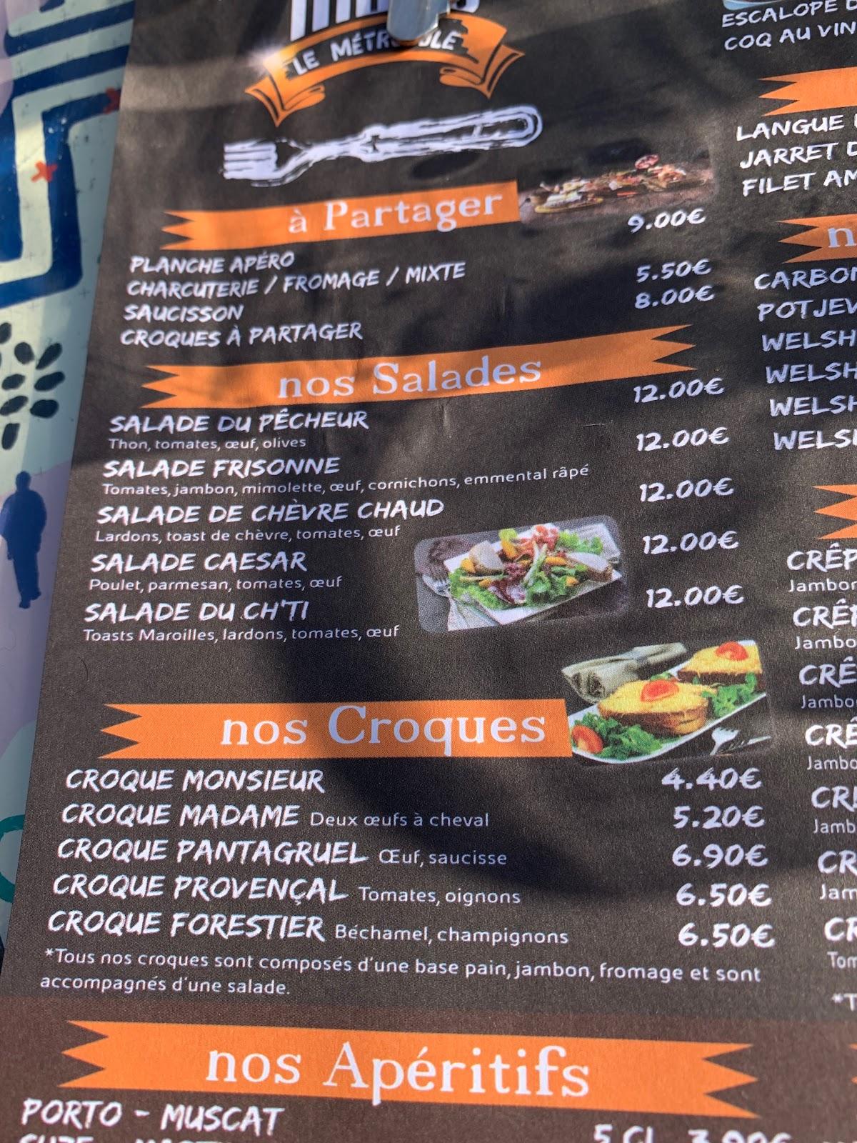 Menu at Le Metropole restaurant, Lille, 22 Pl. Rihour