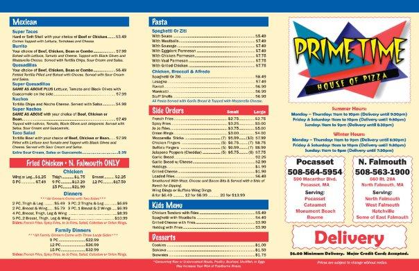 Menu at JD PRIME PIZZA pizzeria, Bourne
