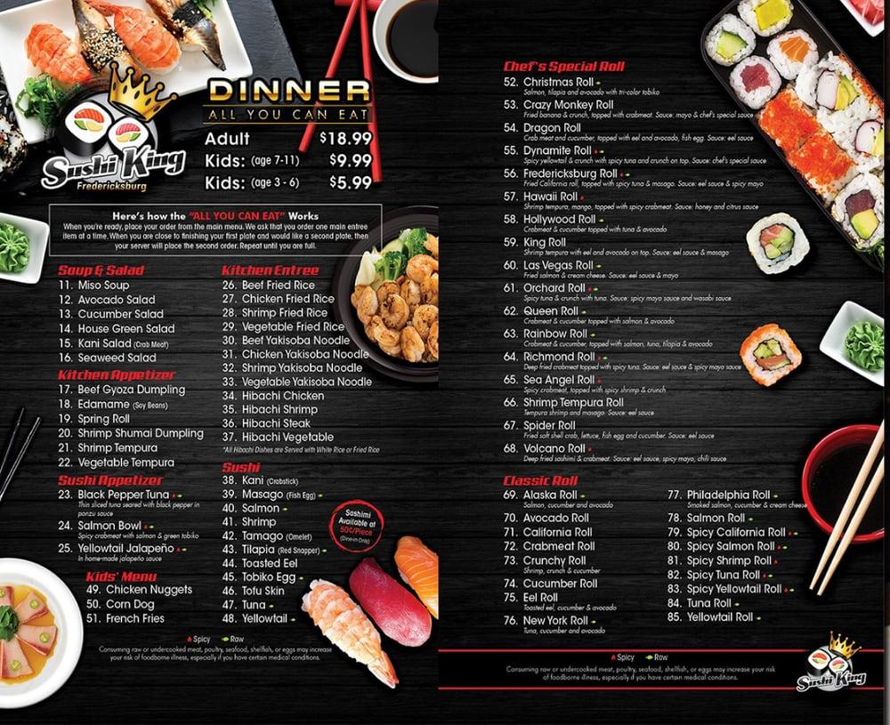 Menu at Sushi Kola restaurant, Fredericksburg