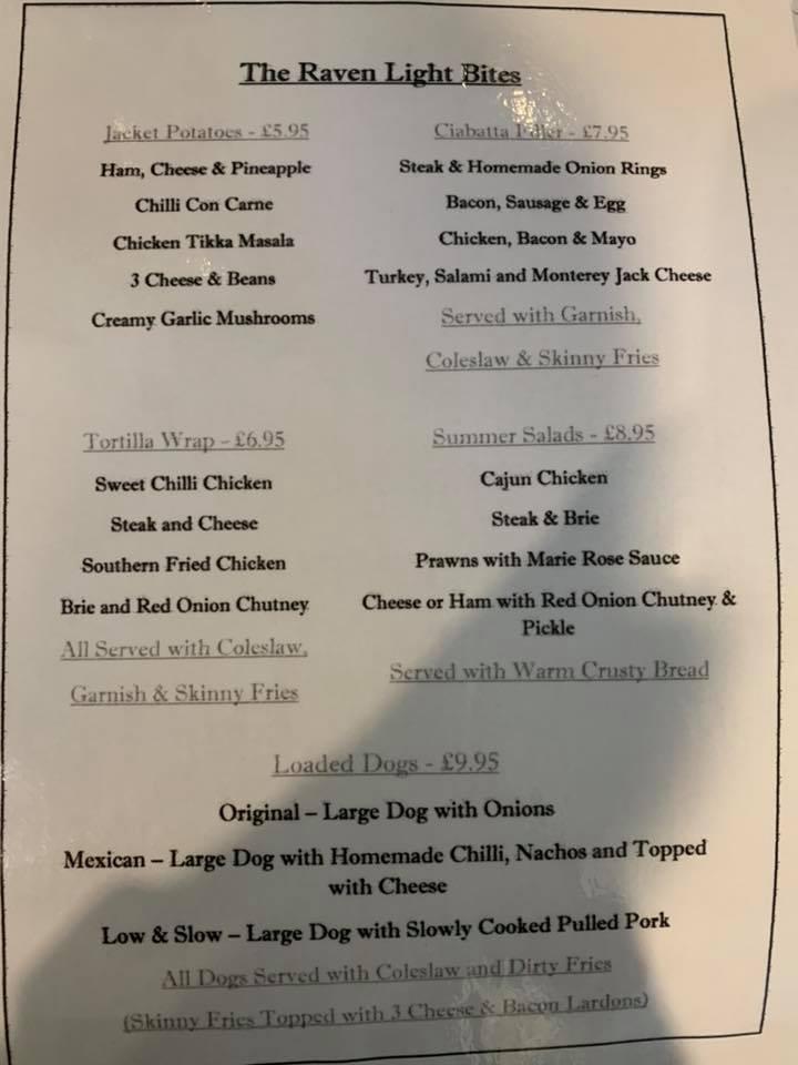 Menu at Uncle Bob's @ The Raven pub & bar, Ammanford