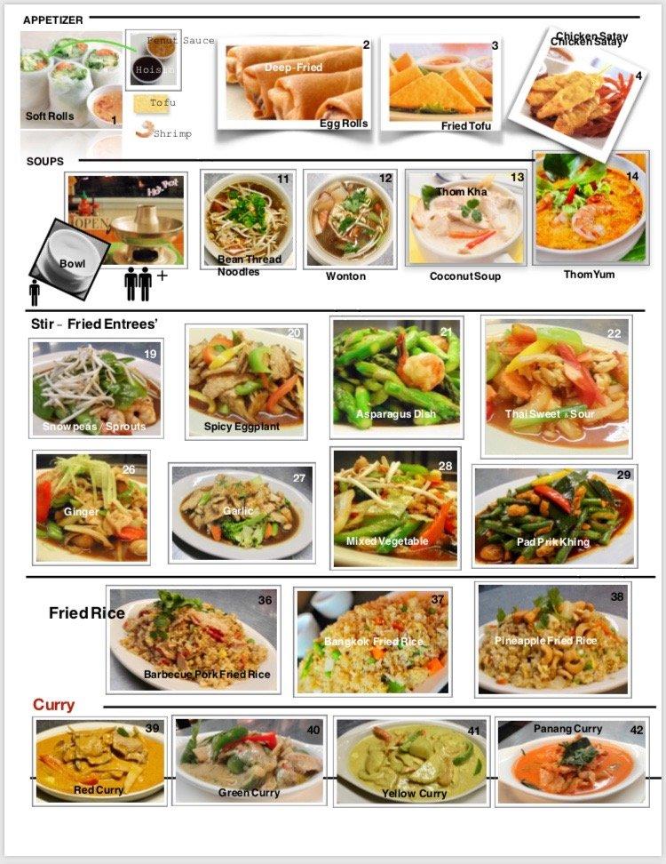 Menu at Bangkok Thai Cuisine restaurant, Kingman, 208 W Andy Devine Ave