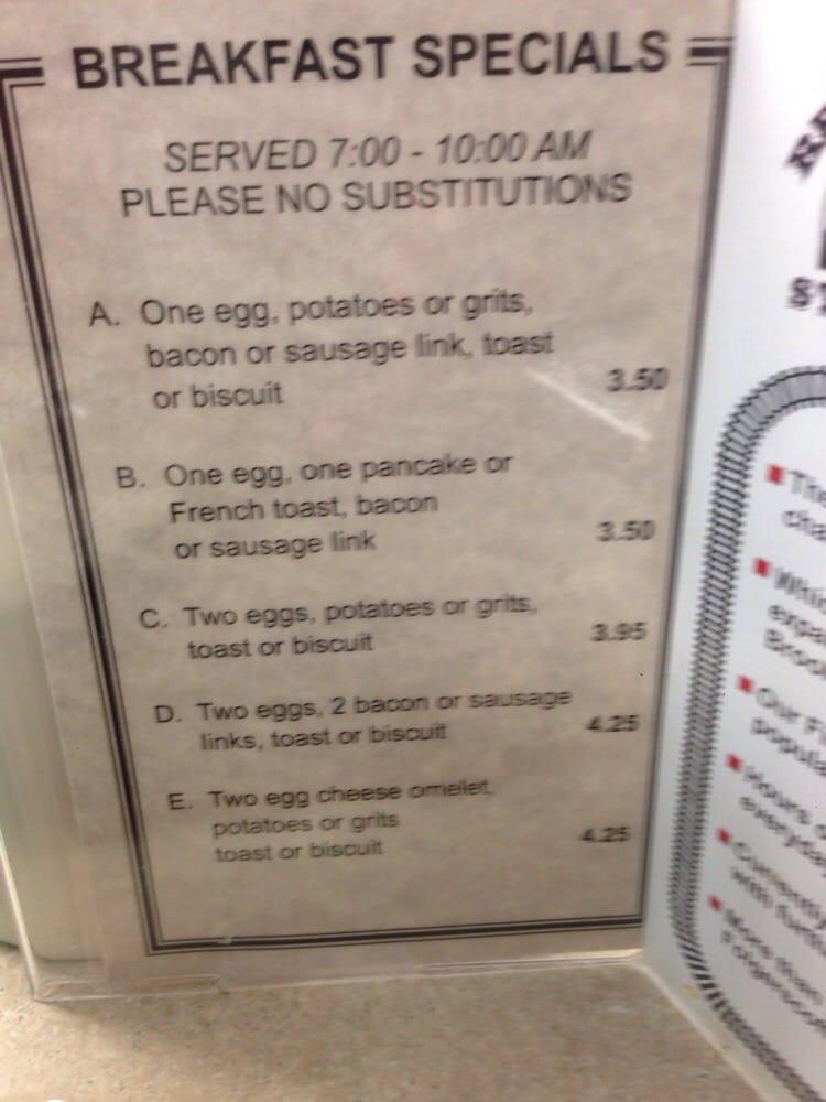 Menu at Breakfast Station restaurant, Spring Hill, Northcliffe Blvd
