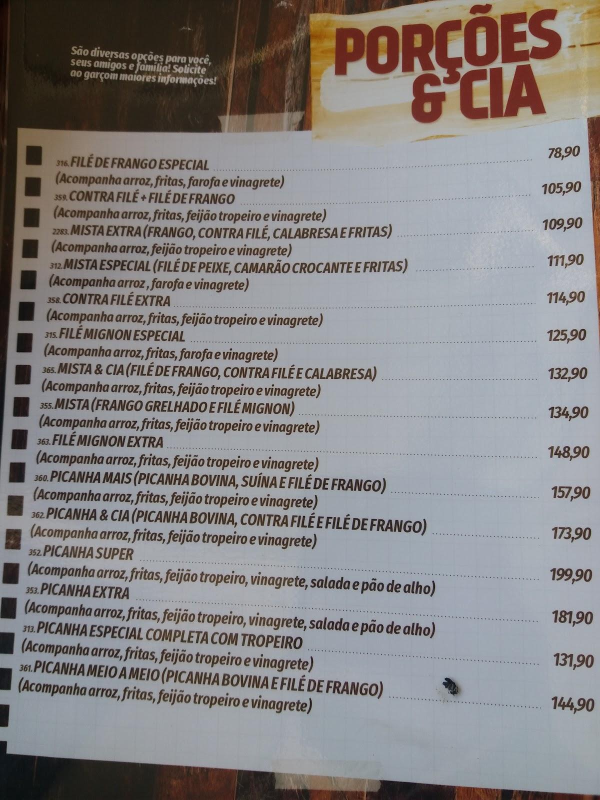 Menu em Comida & Cia restaurante, Guarapari, ExtraCenter - Av. José ...