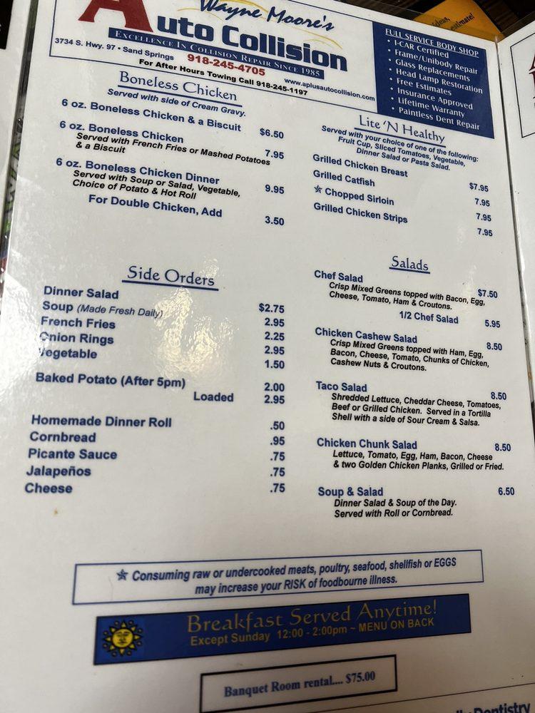 Menu at Crescent Cafe, Sand Springs