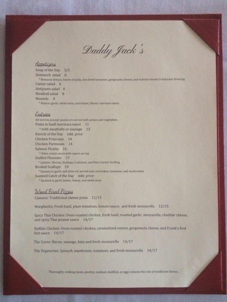 Menu at Daddy Jack's pub & bar, New London