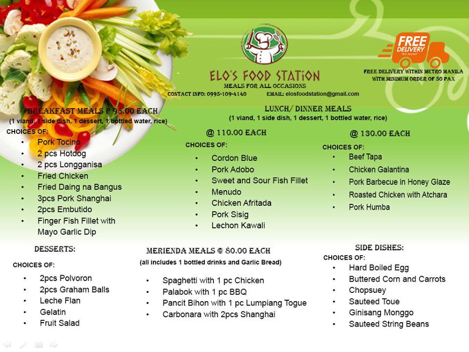 Menu at Elo's Food Station restaurant, Bacoor, Villa Lessandra