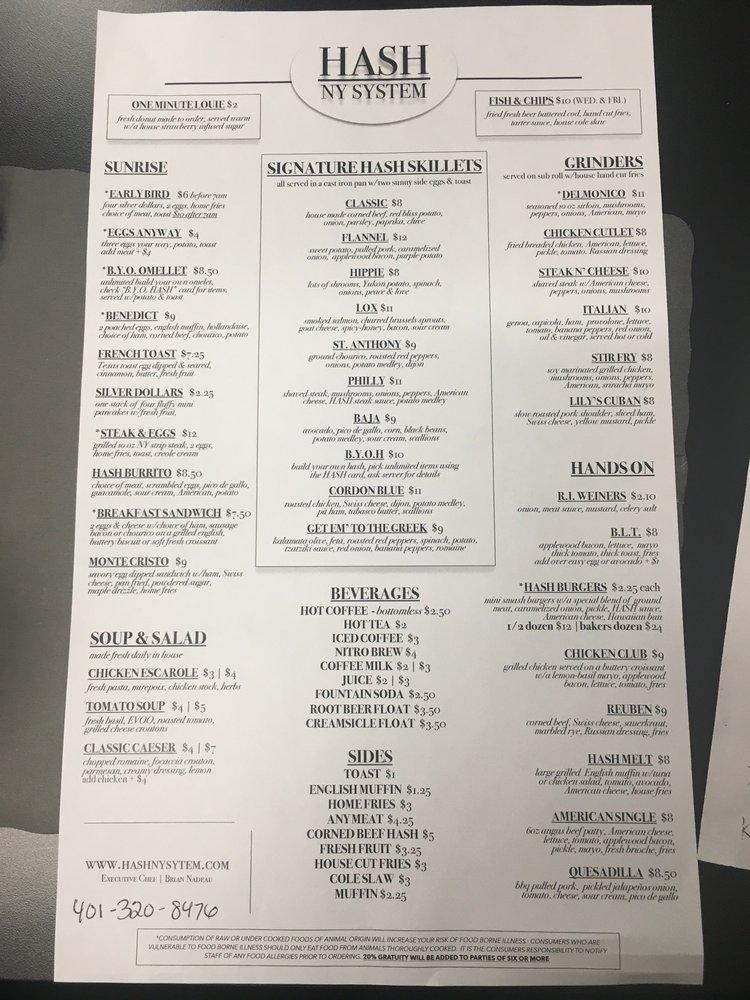 Menu at HASH NY System restaurant, Coventry